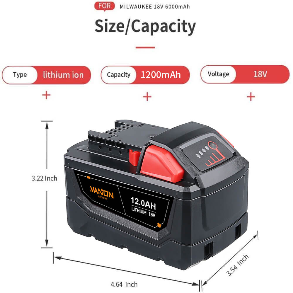 For 18V & 12V Milwaukee Battery Replacement | M18 6.0Ah & M12 6.0Ah Li ...